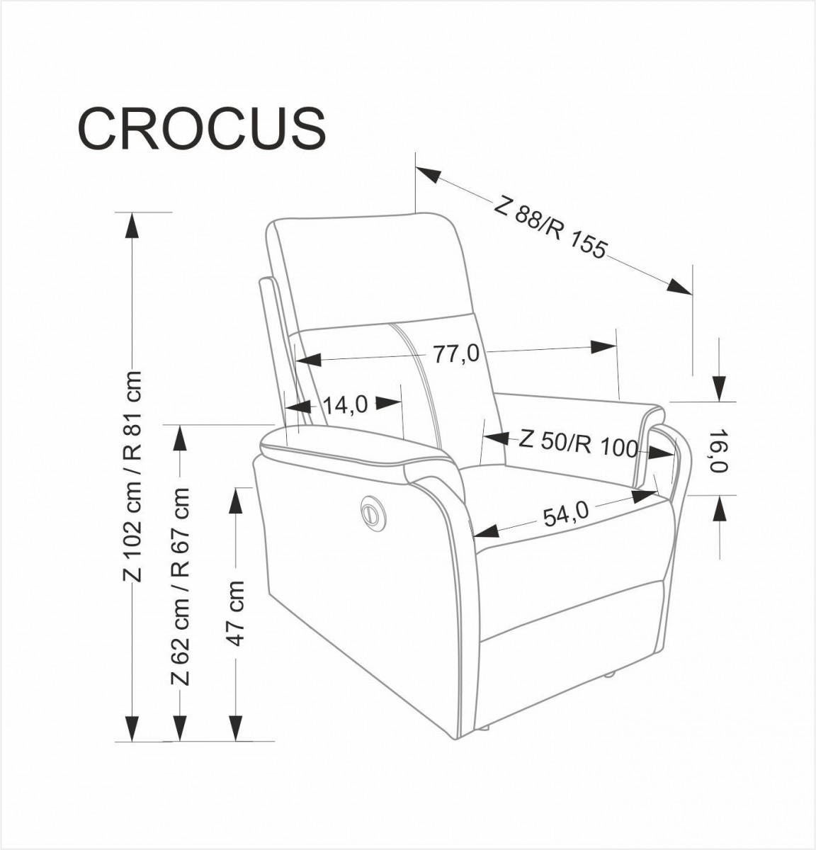 Купить Кресло HALMAR CROCUS ракладное, черный в Минске с доставкой по РБ